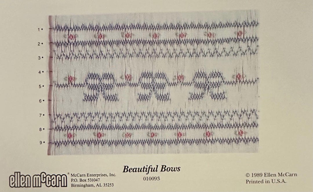 Ellen Mccarn Smocking Plate - BEAUTIFUL BOWS - Free Shipping - Etsy
