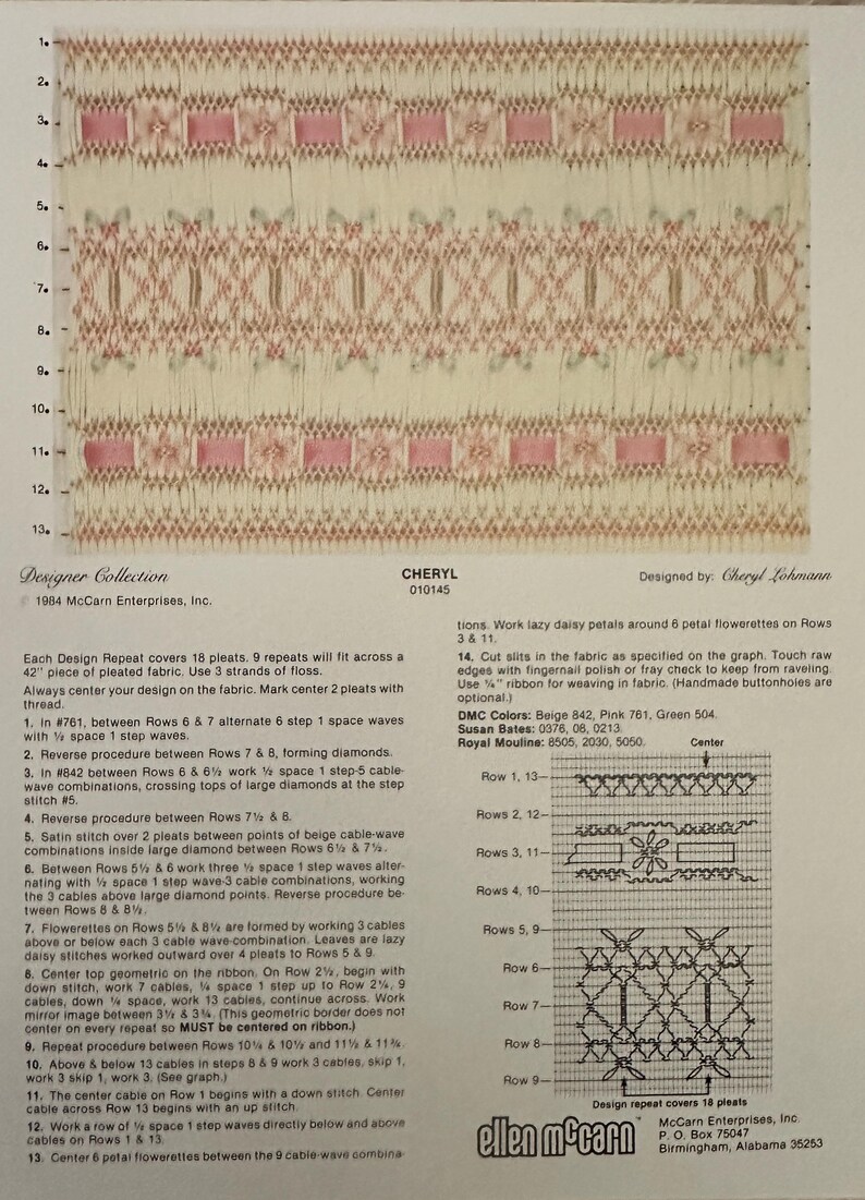 Ellen Mccarn Smocking Plate - CHERYL - Free Shipping - Etsy