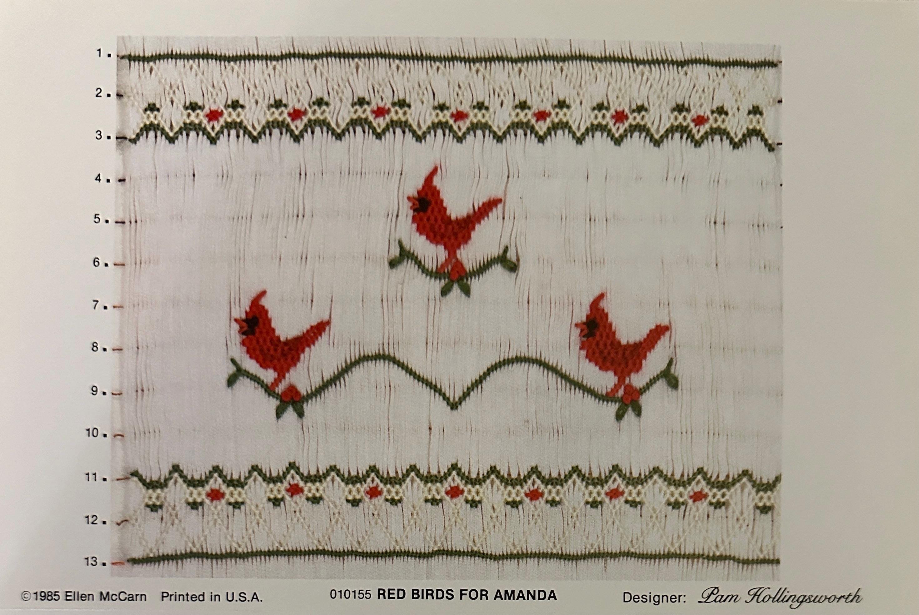 Ellen Mccarn Smocking Plate - RED BIRDS for AMANDA- Free Shipping - Etsy