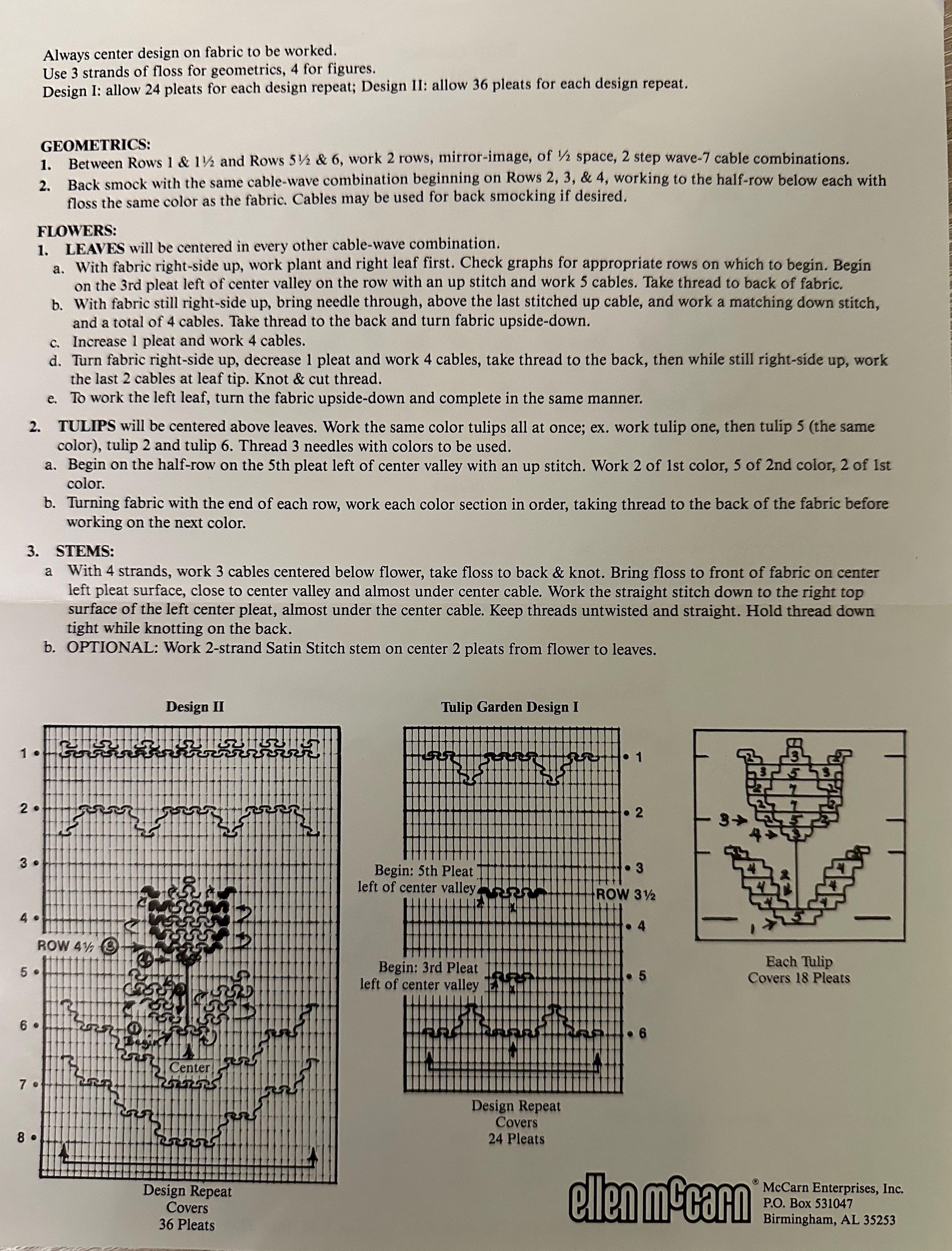 Ellen Mccarn Smocking Plate - TULIP GARDEN - Free Shipping - Etsy
