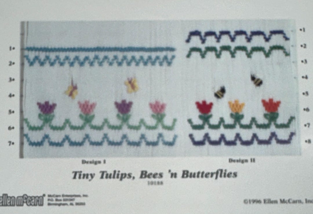 Ellen Mccarn Smocking Plate - TINY TULIPS, BEES 'n Butterflies - Free ...