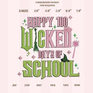 Wicked 100 Days of School Embroidery Design - Etsy