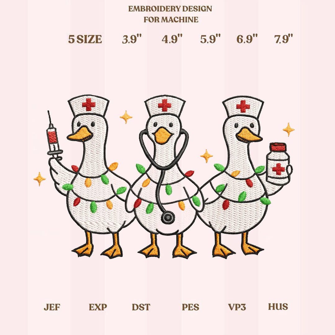 Funny Nurse Goose Embroidery Design, Cute Medical Geese, Nurse Humor ...