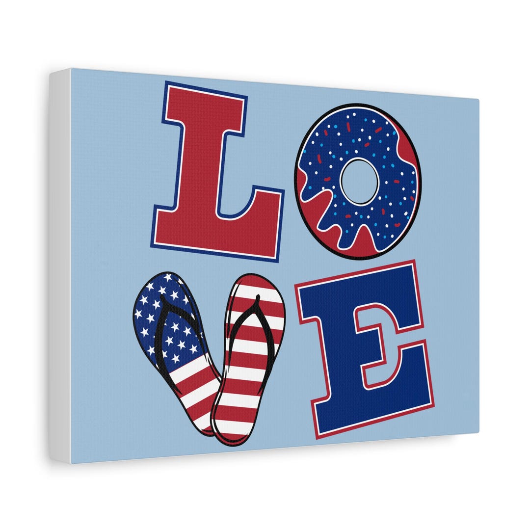 Patriotic LOVE Design Matte Canvas - Etsy