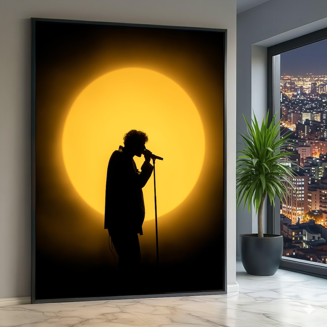 Silhouette Singer Canvas Wall Art, Dramatic Stage Performance, Musician ...