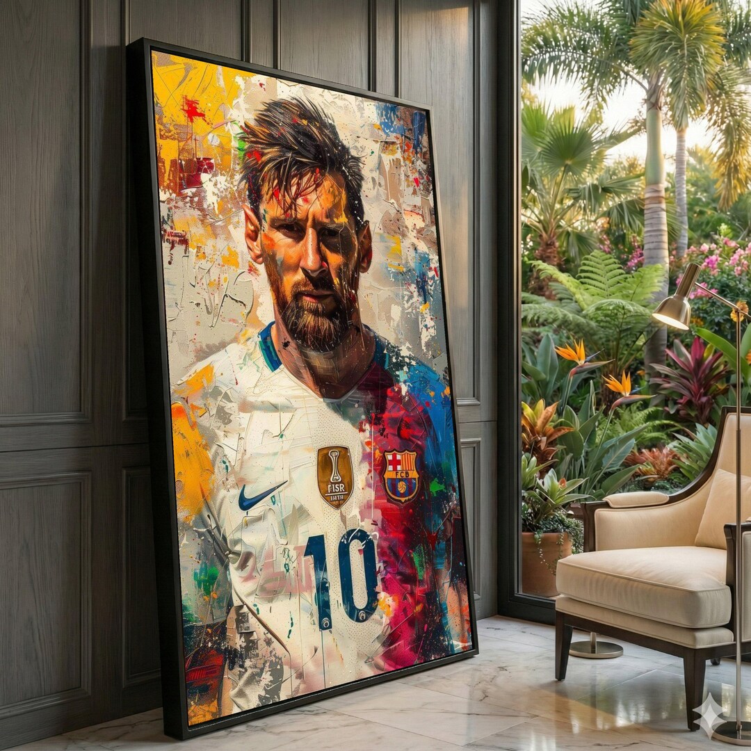 Lionel Messi Portrait Painting, Abstract Soccer Star Canvas Art - Etsy