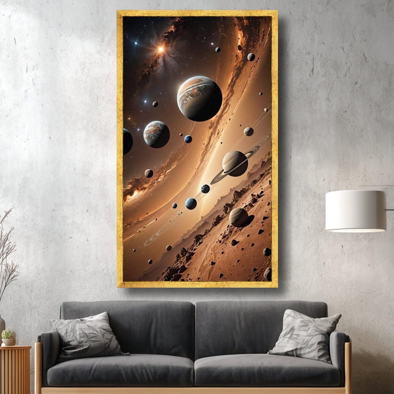 Solar System Planets Canvas Wall Art, Space Galaxy Decor, Nebula Stars ...