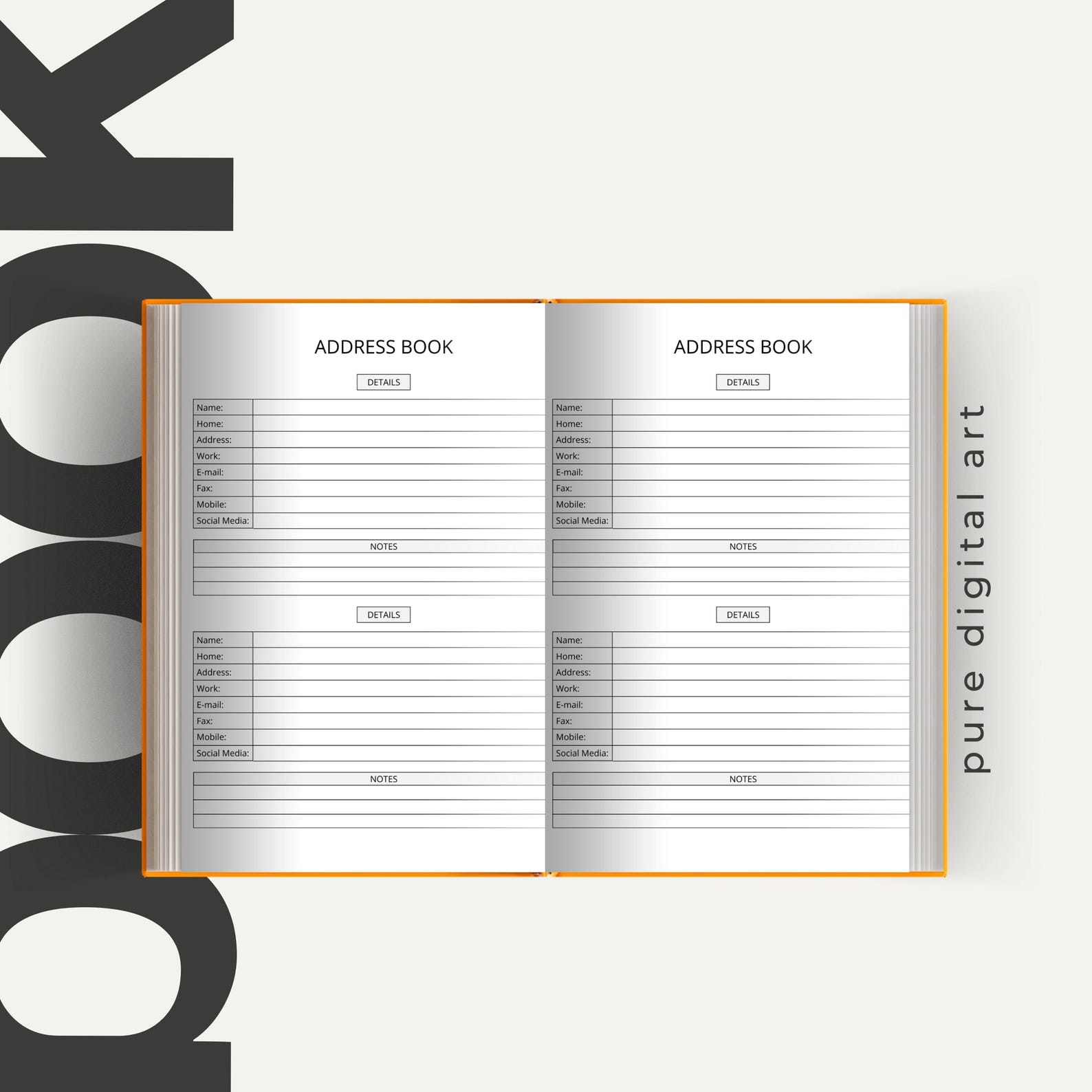 2026 Address Book & Monthly Planner, Editable Contact List (digital ...