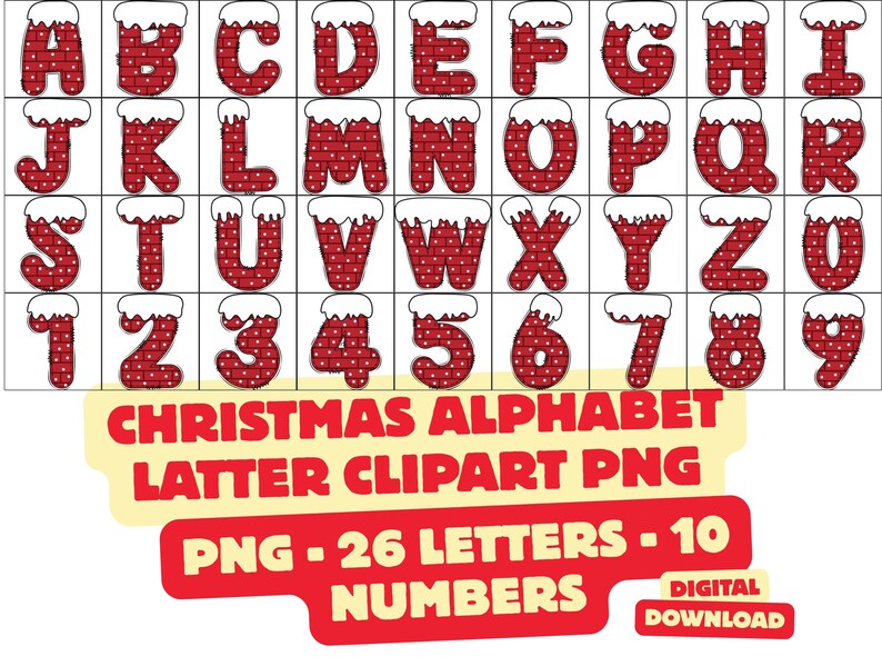 Christmas Chimney Alphabet & Numbers PNG, Red Brick Letters 0-9, Santa ...