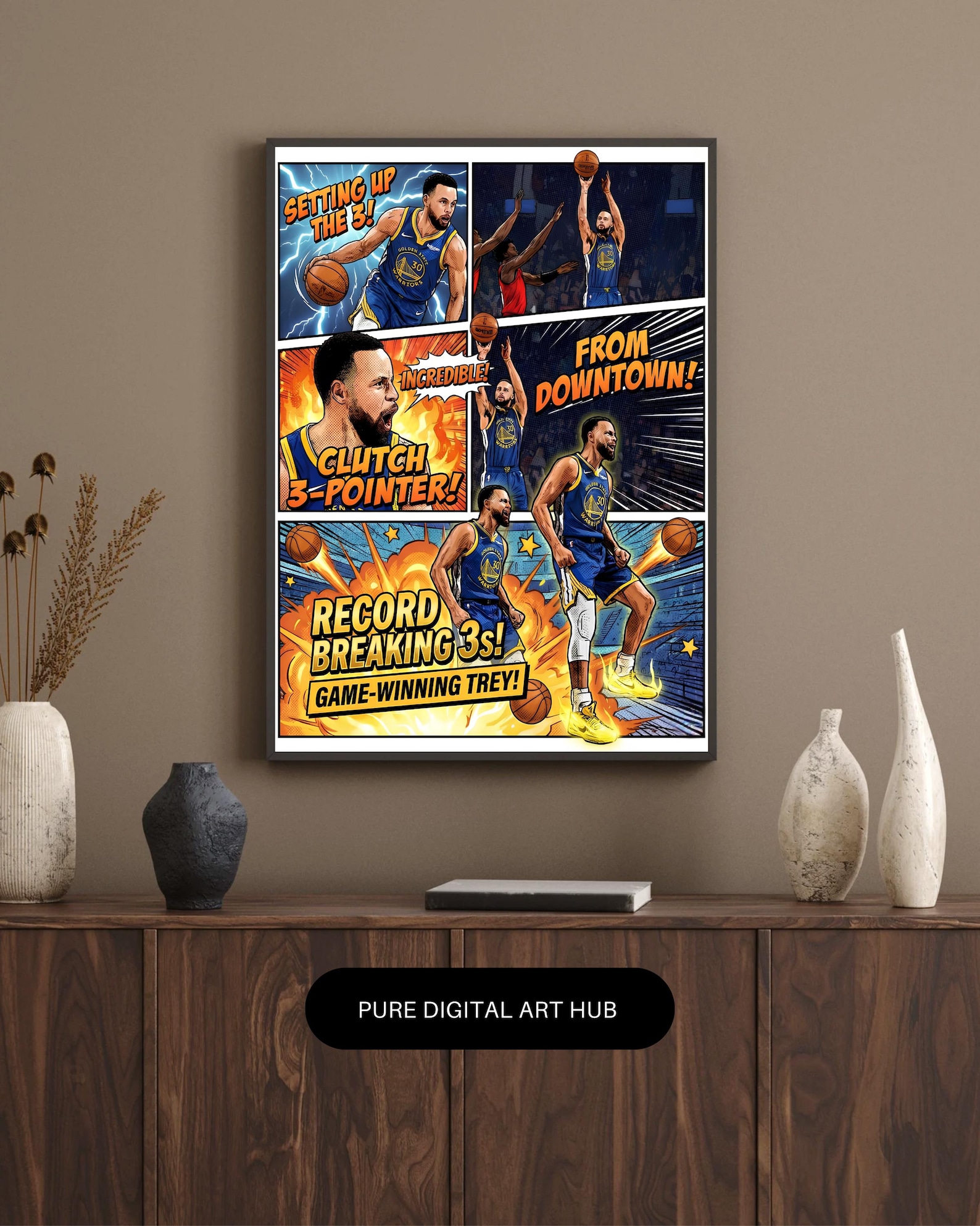 Steph Curry Comic Book Poster, Golden State Basketball Art (digital ...