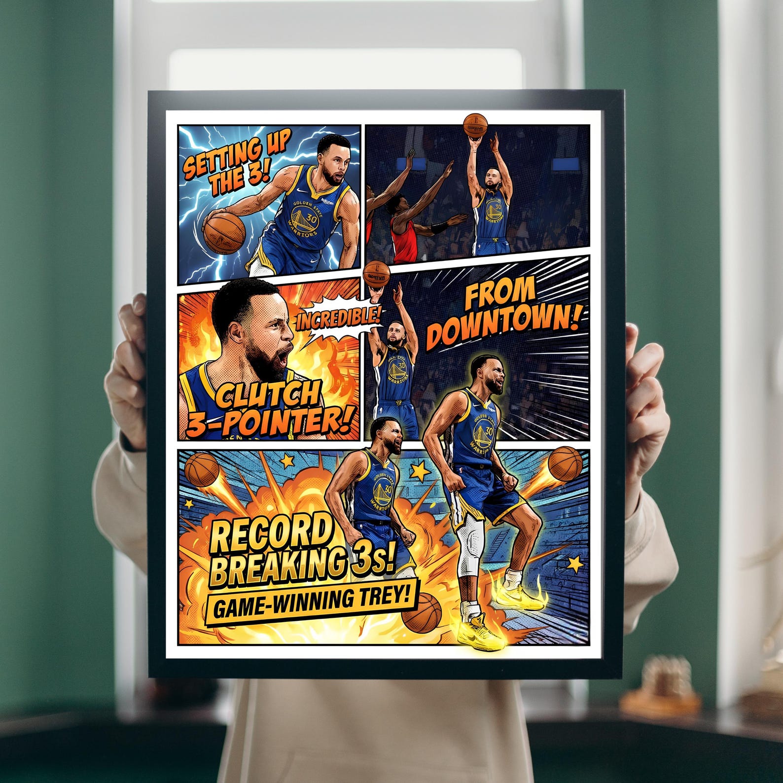 Steph Curry Comic Book Poster, Golden State Basketball Art (digital ...