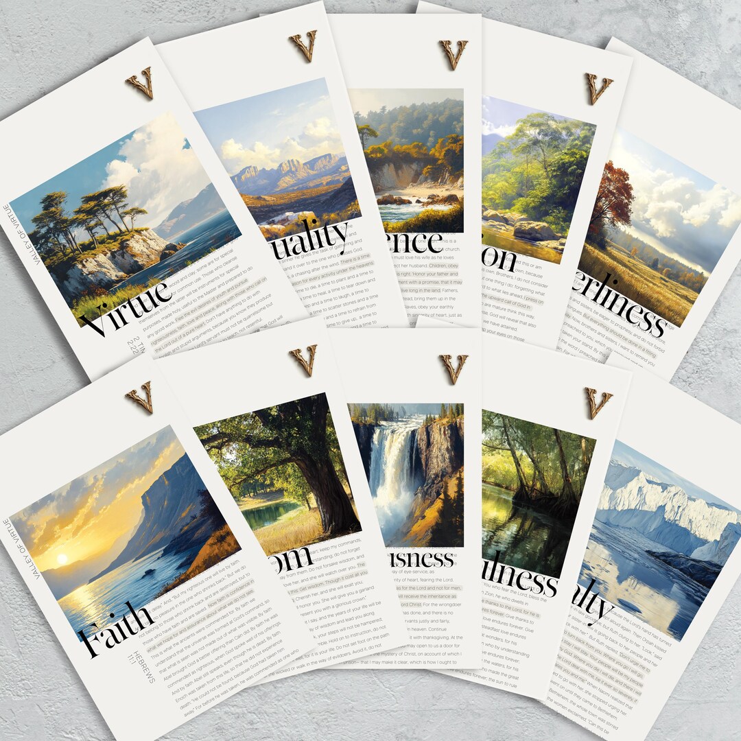 Christian Virtue Poster 10-pack With Bible Verses, 11x17 Faith Artwork ...