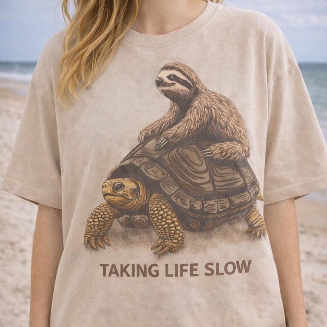 Funny Sea Turtles Shirt, Talking Life Slow, Turtle and Sloth, Ocean ...