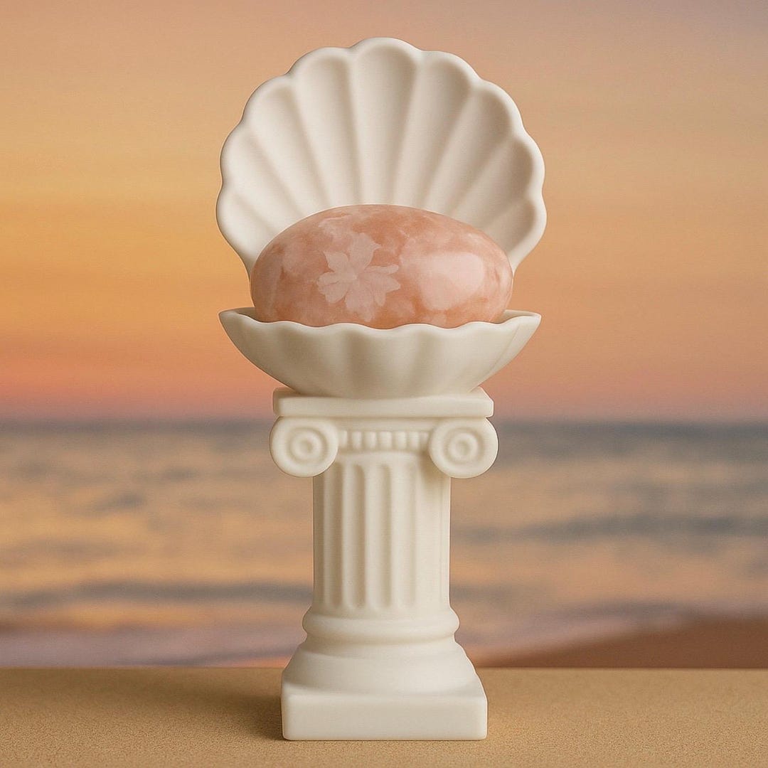 Venus Clam Shell Palm Stone Holder With Flower Agate - Etsy