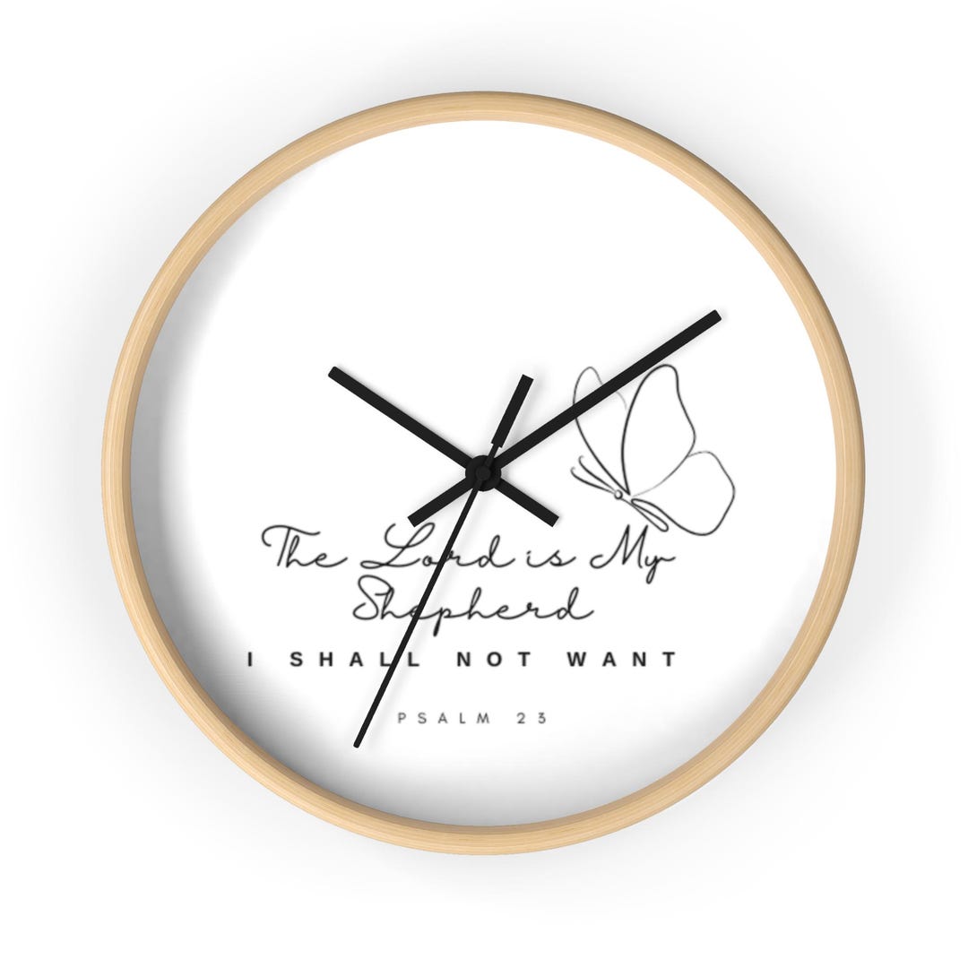 Bible Verse Wall Clock Minimal Christian Psalm 23 I Shall Not Want ...
