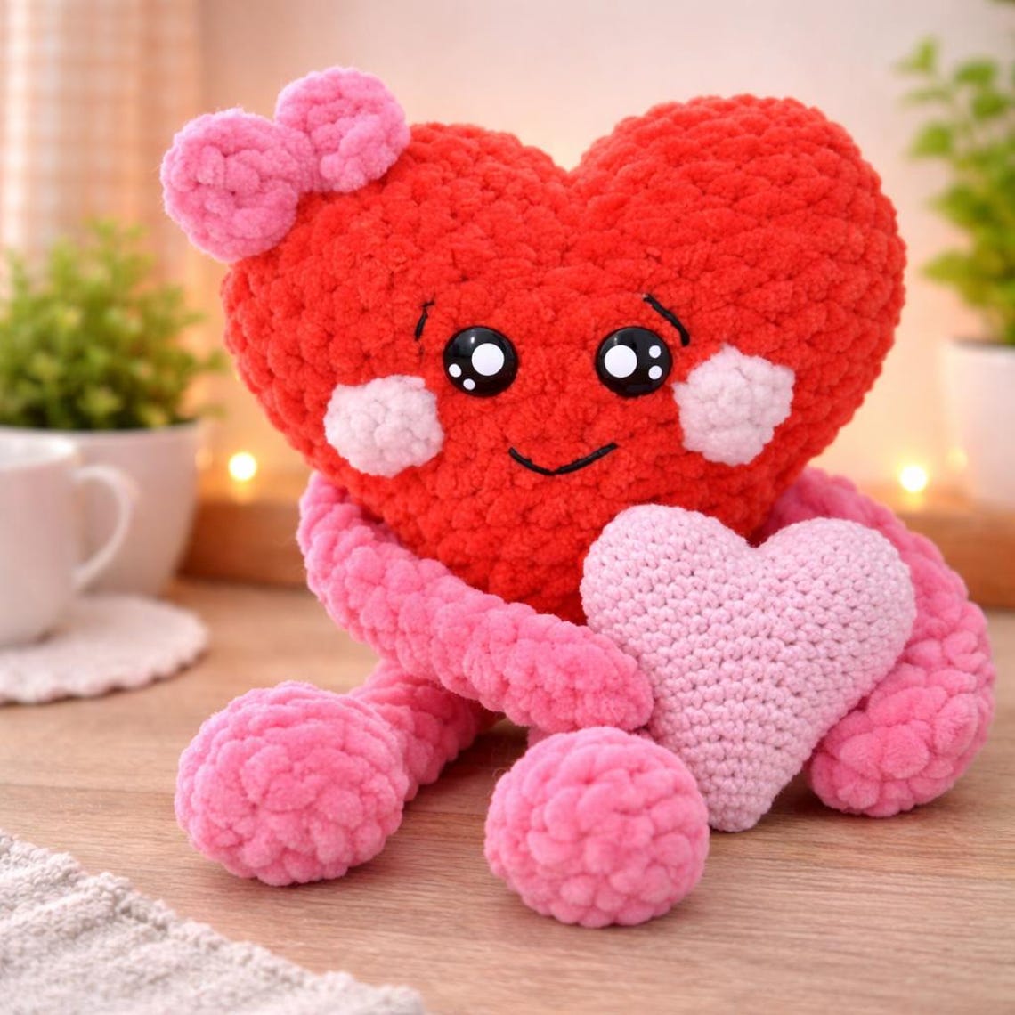 Plush Heart Crochet Pattern PDF | Easy Amigurumi Valentine Gift | Heart ...