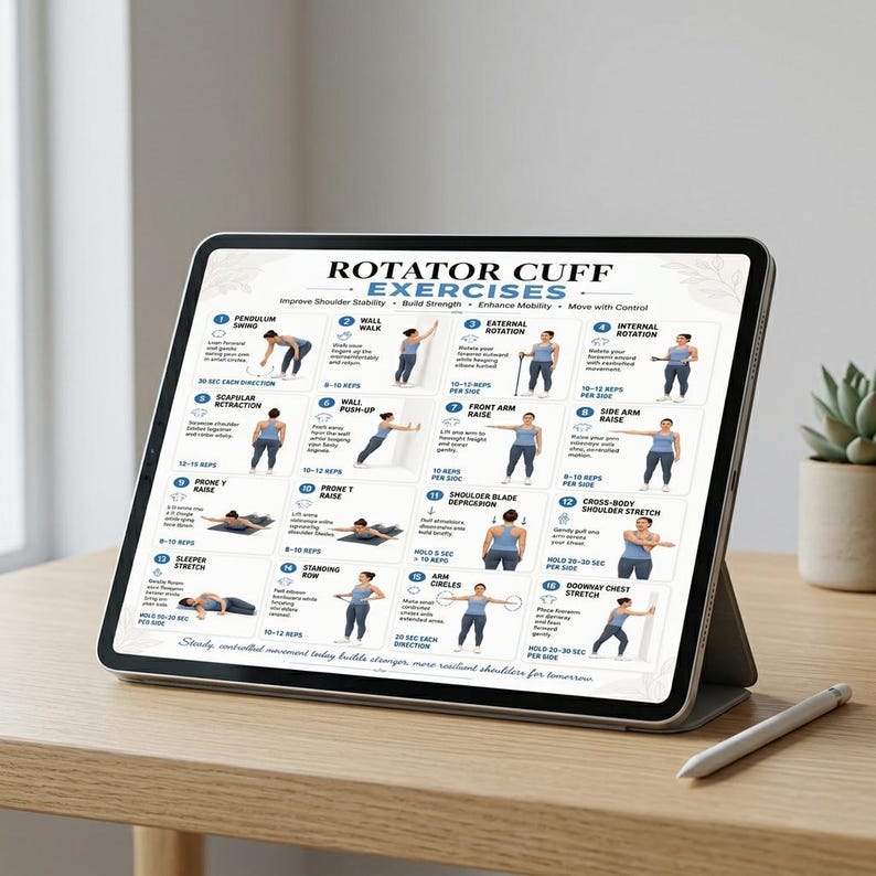 Rotator Cuff Exercises Printable, Shoulder Rehab Workout Chart PDF ...