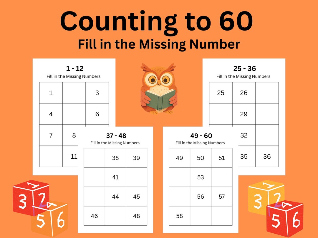 Counting to 60 – Fill in the Missing Number Worksheet! Good for ...