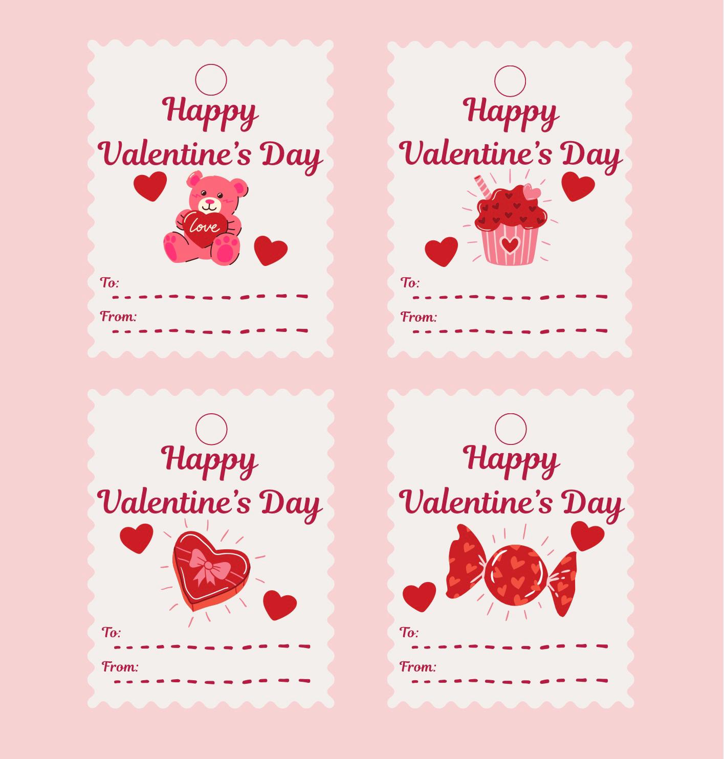 Valentine’s Day Gift Tags (4 Designs), Canva Editable - Etsy