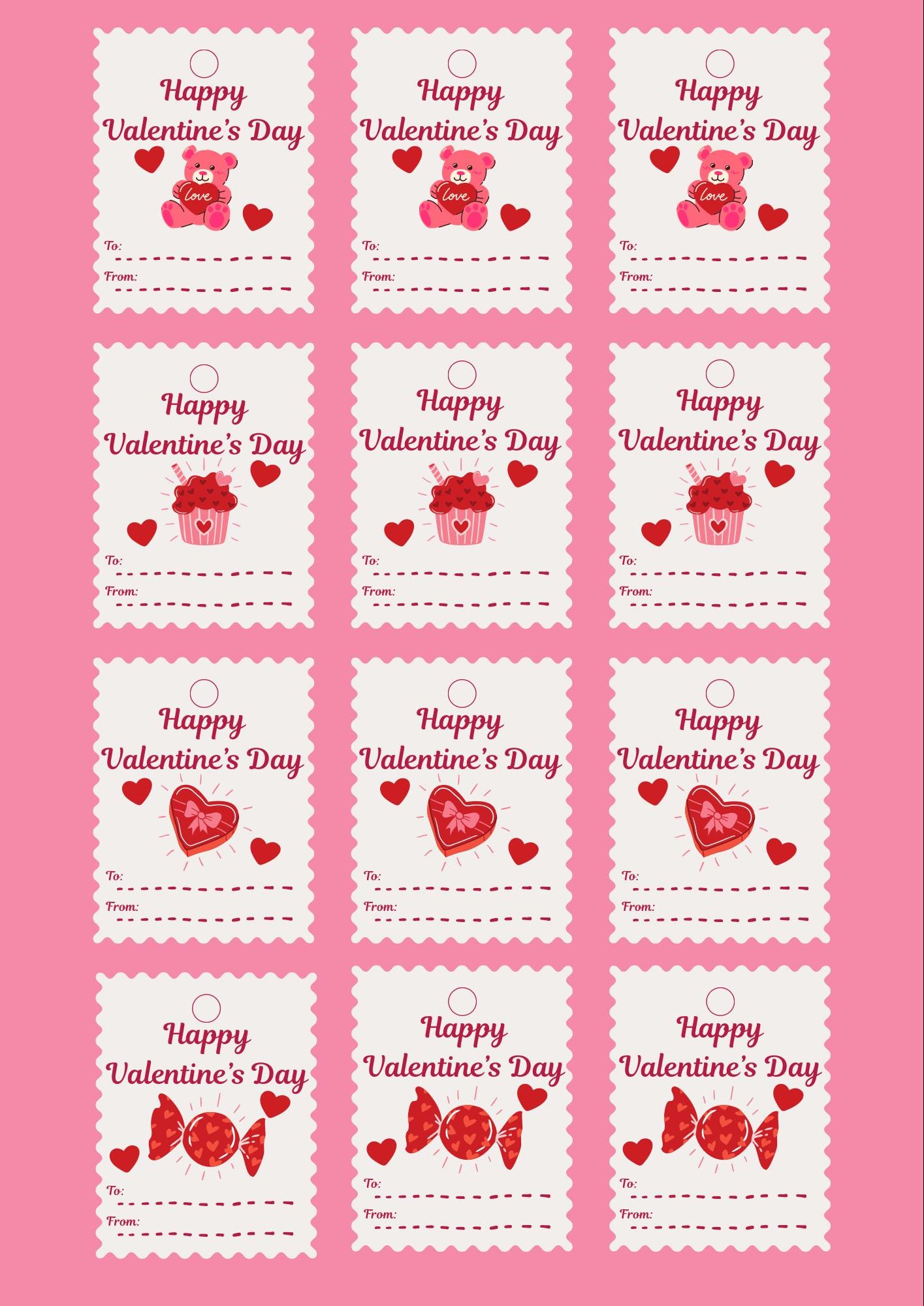 Valentine’s Day Gift Tags (4 Designs), Canva Editable - Etsy
