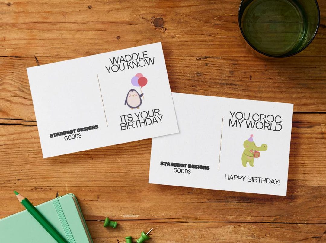 Funny Animal Birthday Card Template 3-pack Digital Download, Canva ...