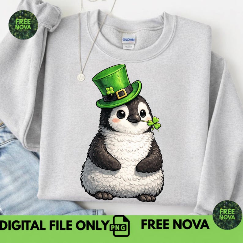 Irish Penguin Shamrock St. Patrick's Day PNG, Cute Lucky Animal Bird ...