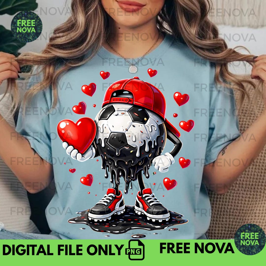 Valentine Soccer Heart Drip Png, Love Sports Valentine's Day PNG ...
