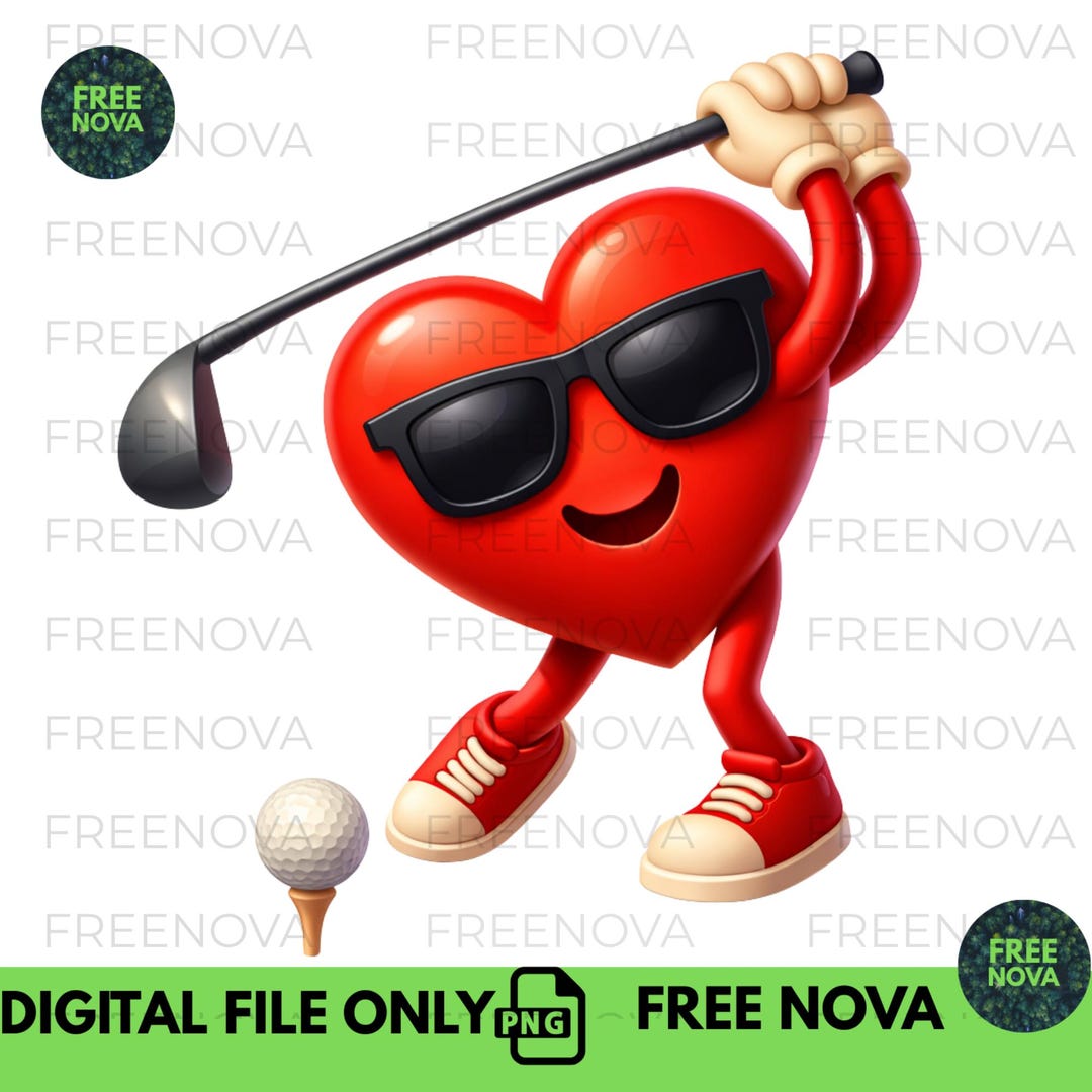 Golf Valentine's Day, Cute Heart Golfer Love, Funny Golf Player PNG ...