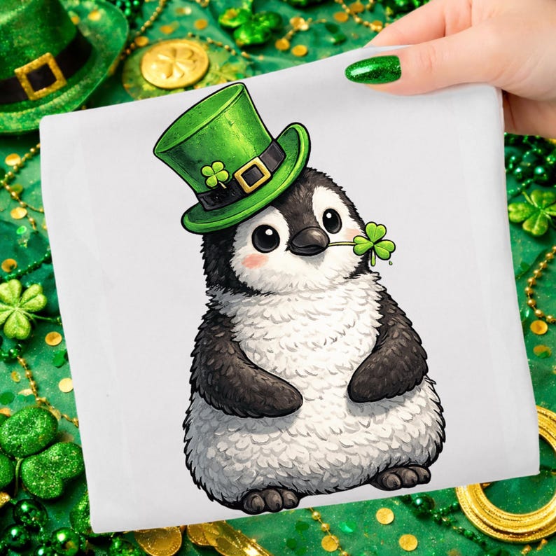 Irish Penguin Shamrock St. Patrick's Day PNG, Cute Lucky Animal Bird ...