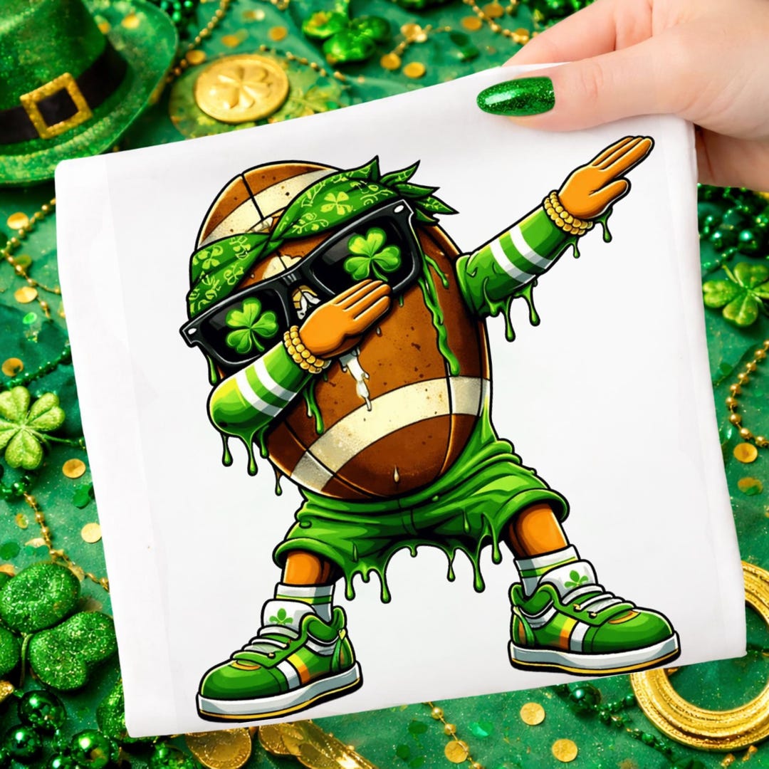 Dabbing Football St Patricks Day PNG, Shamrock Football Dab PNG, Funny ...