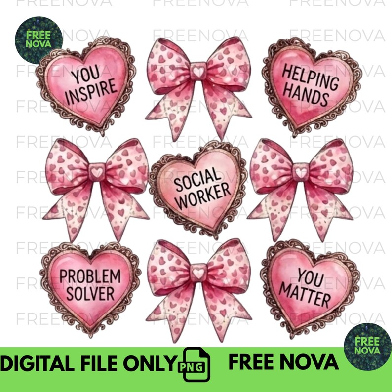 Social Worker Valentine's Day PNG, Heart Candy Coquette Graphic, Gift ...