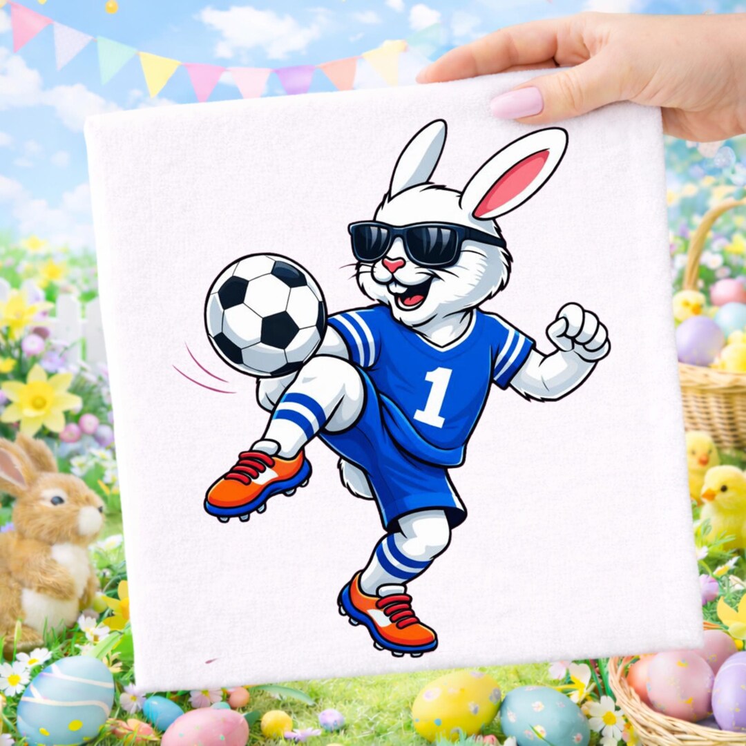 Happy Easter Bunny Playing Soccer PNG, Soccer Easter Bunny Player Png ...