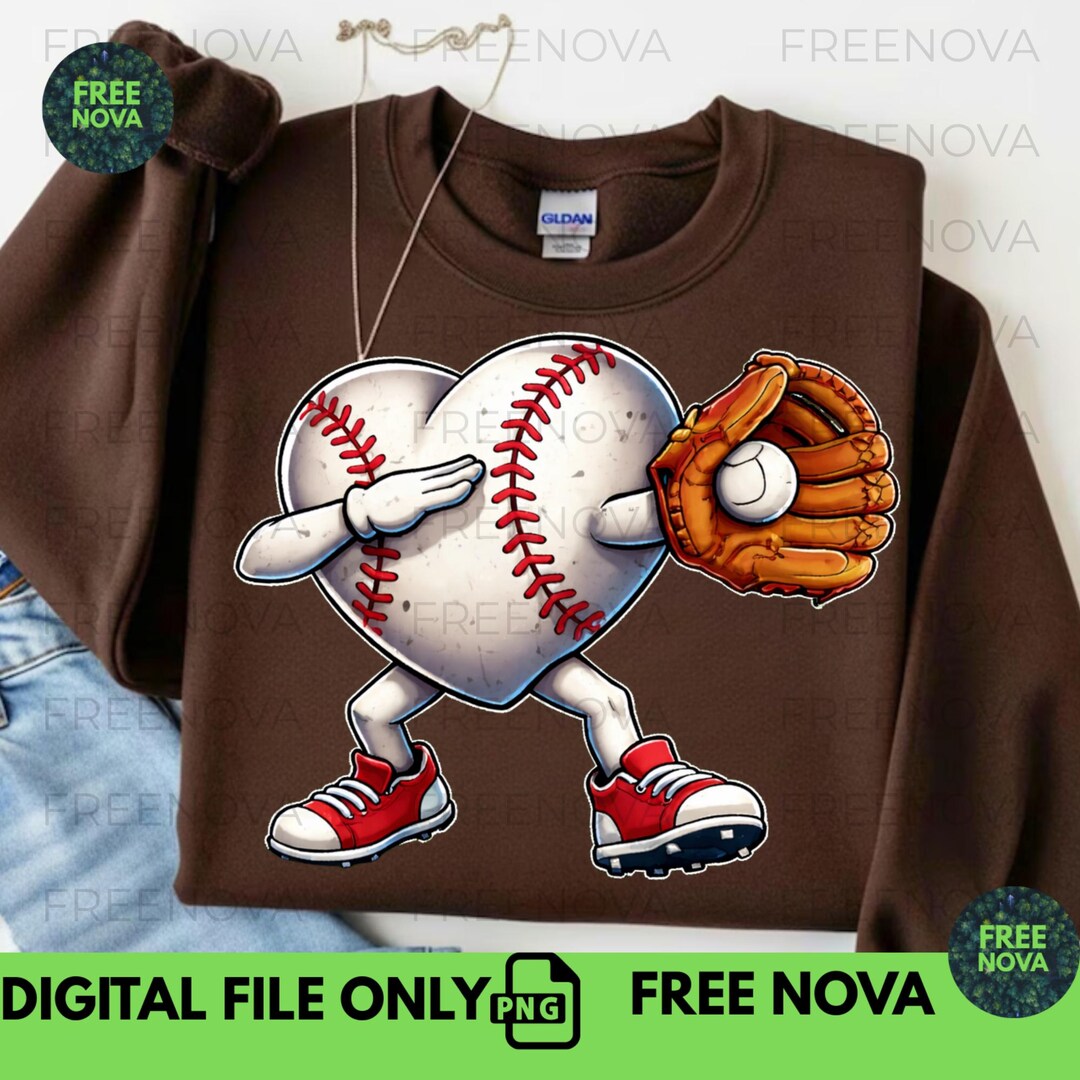 Valentines Day Baseball Heart Dab PNG, Dabbing Baseball Ball PNG, Cute ...