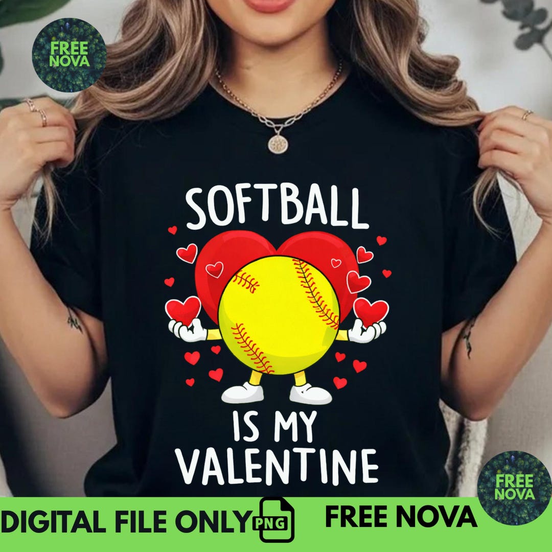 Softball is My Valentine PNG, Softball Heart Love Design, Softball ...
