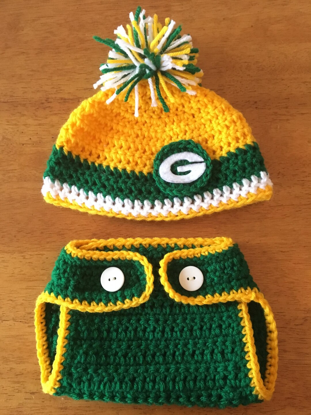 Crocheted Green Bay Packers Hat and Diaper Cover Set - Etsy