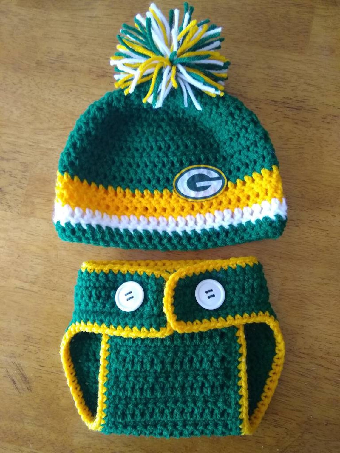 Crocheted Green Bay Packers Hat and Diaper Cover Set - Etsy