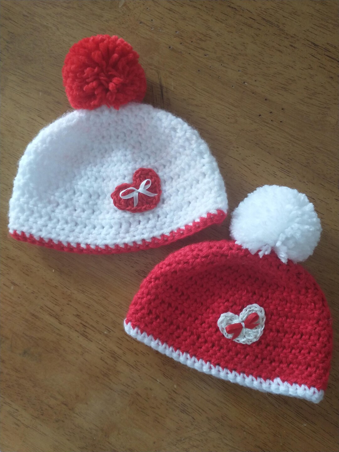 Crocheted Valentine Heart Baby Hat - Heart Hat - Winter Hat - Baby Hat ...