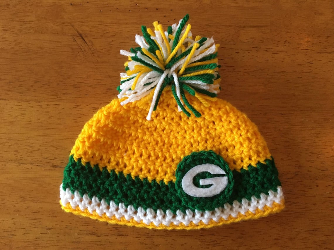 Crocheted Green Bay Packers Hat and Diaper Cover Set - Etsy