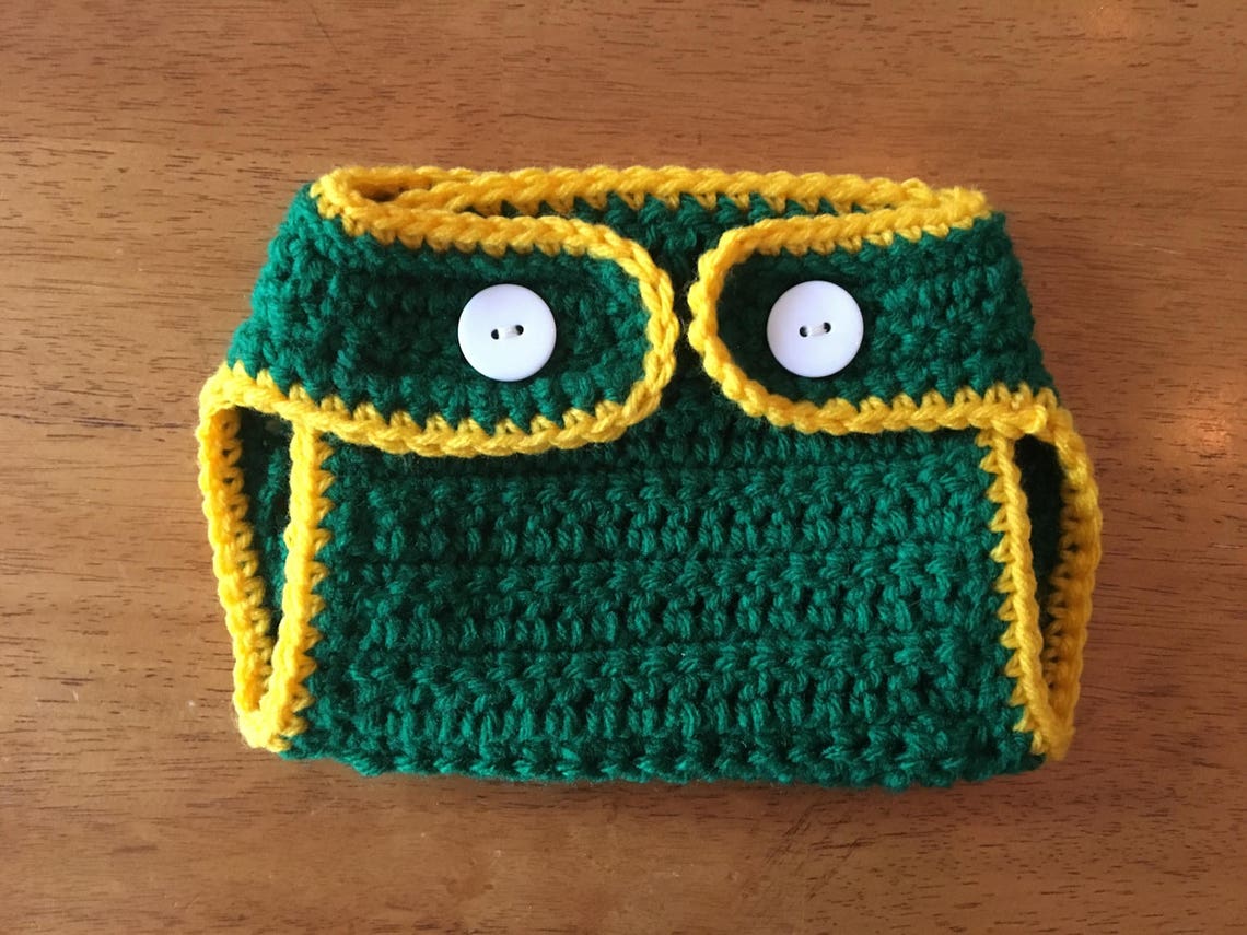 Crocheted Green Bay Packers Hat and Diaper Cover Set - Etsy