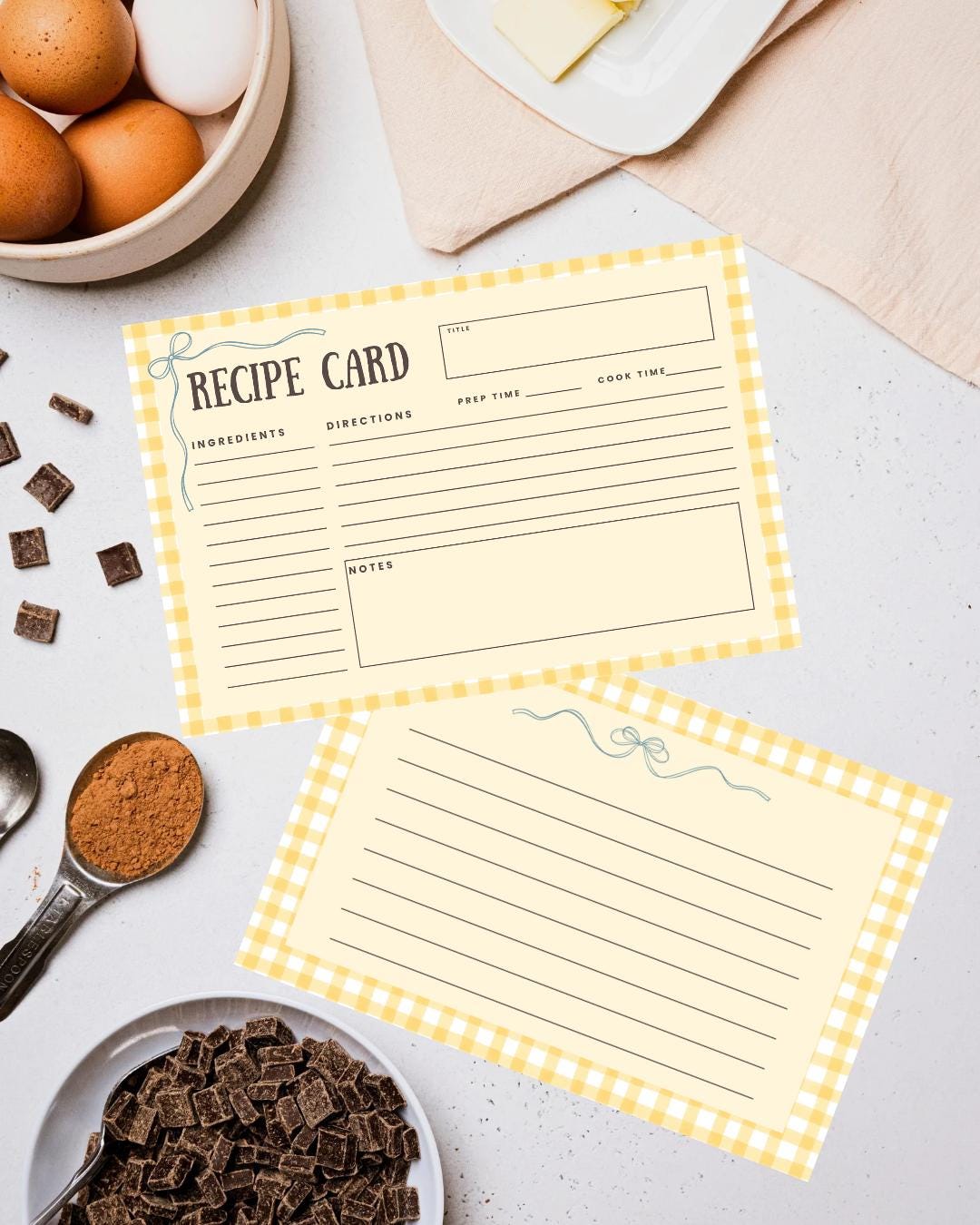 Butter Yellow Recipe Card Printable (digital Download) - Etsy