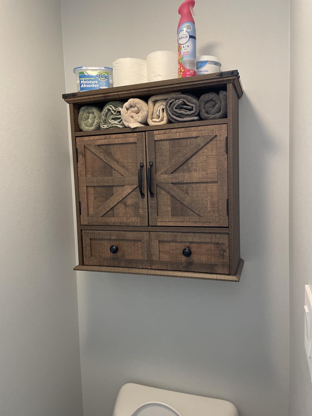 wooden-medicine-cabinet-with-drawer-adjustable-shelf-double-barn