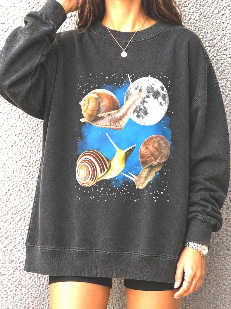 Vintage Three Snail Moon Sweatshirt, Celestial Nature Lover Tee - Etsy