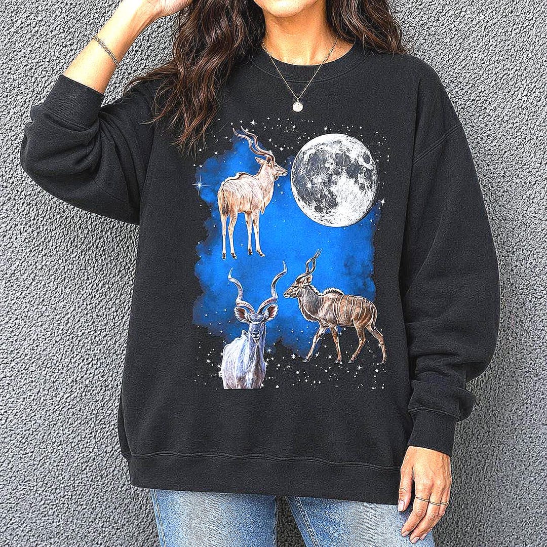Three Kudu Moon Shirt, Spiral Horn Antelope Wildlife Tee - Etsy