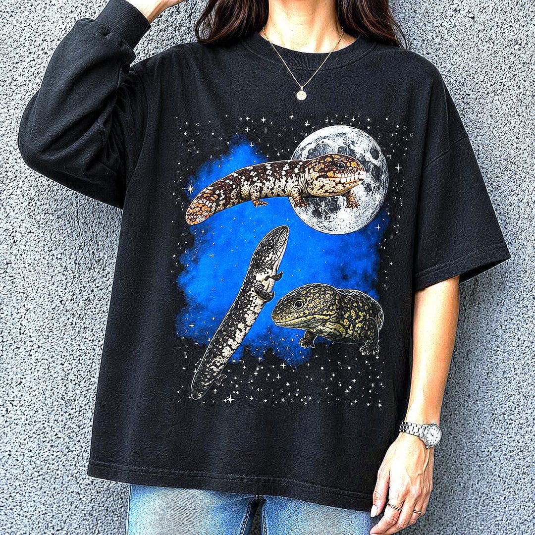 Vintage Shingleback Skink Moon Shirt, Retro Reptile Graphic Tee ...