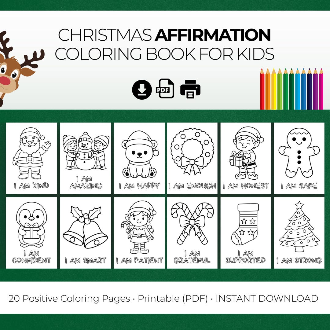 Christmas Affirmation Coloring Pages | 20 Positive Coloring Pages ...