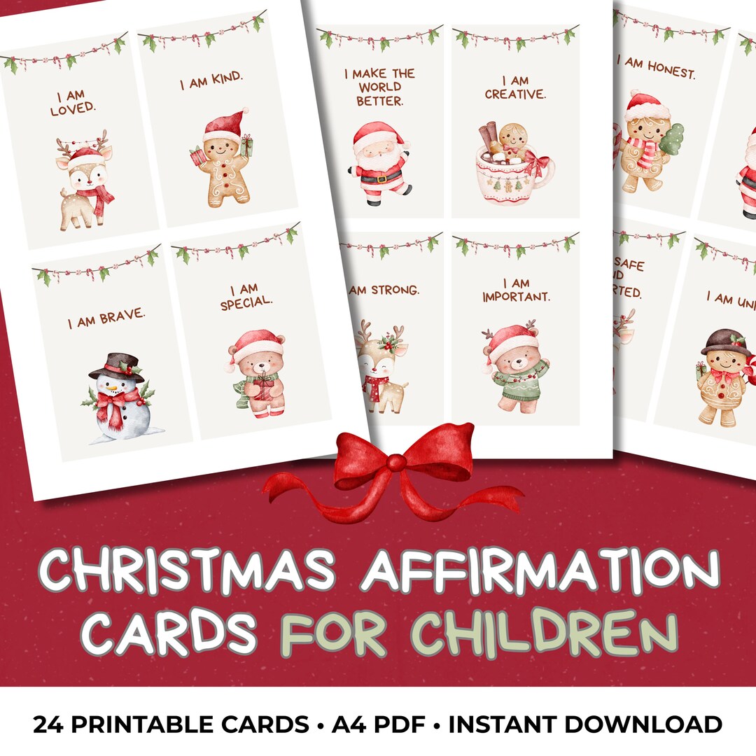 Christmas Positive Affirmations for Kids | 24 A4 Cards | Lunch Box ...