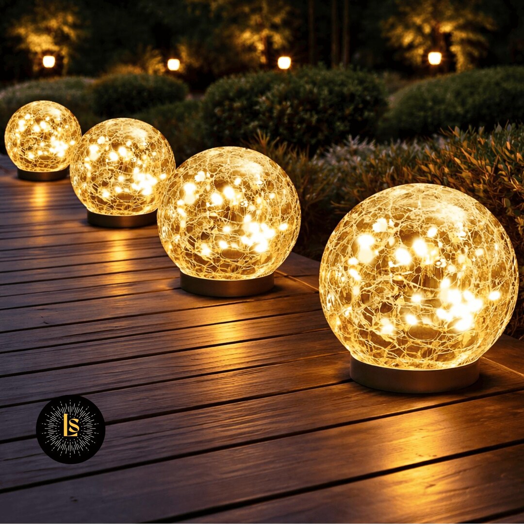 Solar Crackle Ball Lights – Outdoor Waterproof Auto ON/OFF LED Solar ...