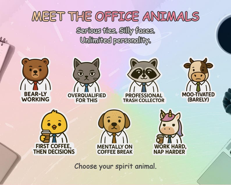 Funny Office Characters - Work Humor Decal - Laptop Sticker - Gift for ...