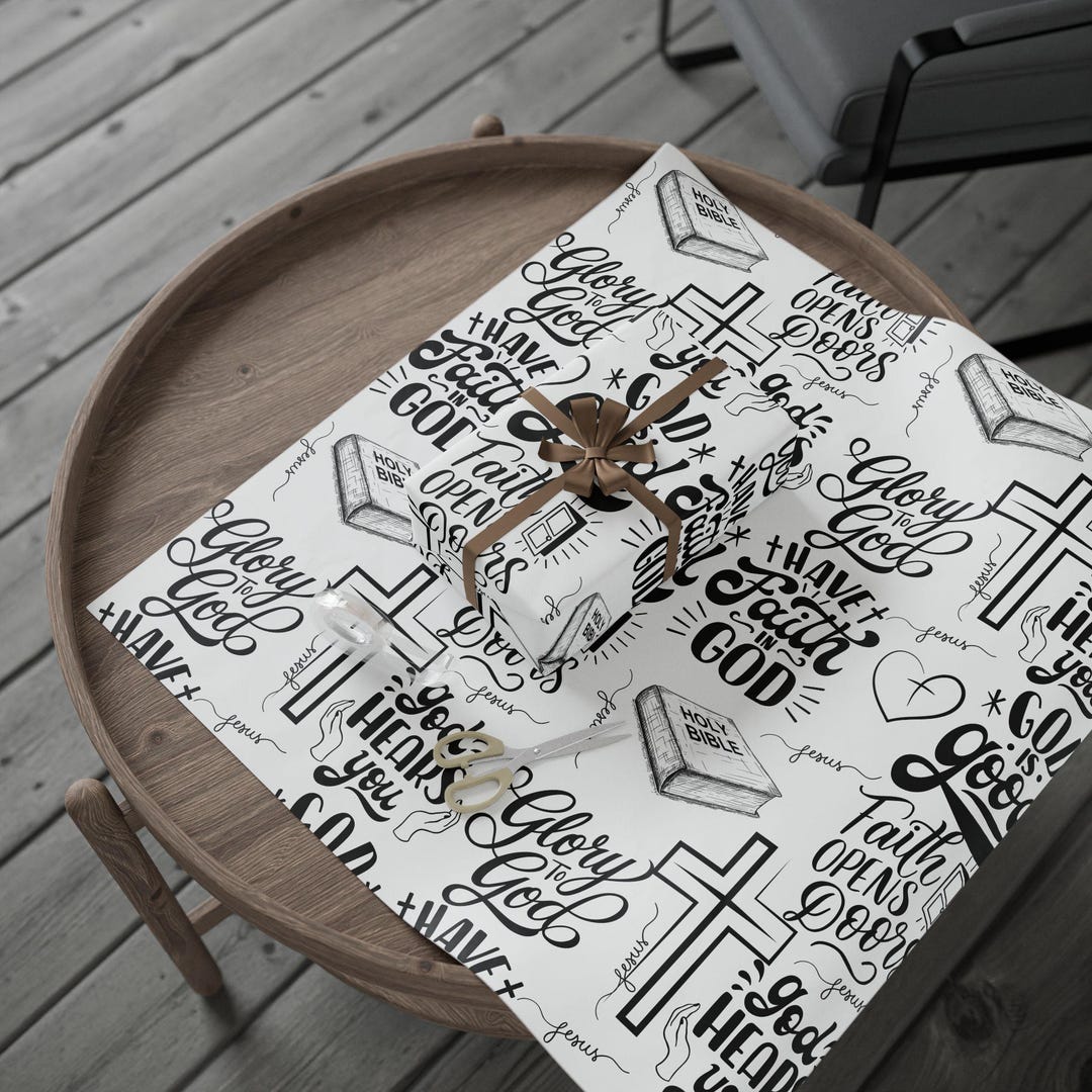 Religious Scripture Pattern Wrapping Paper | Holy Bible Christian ...
