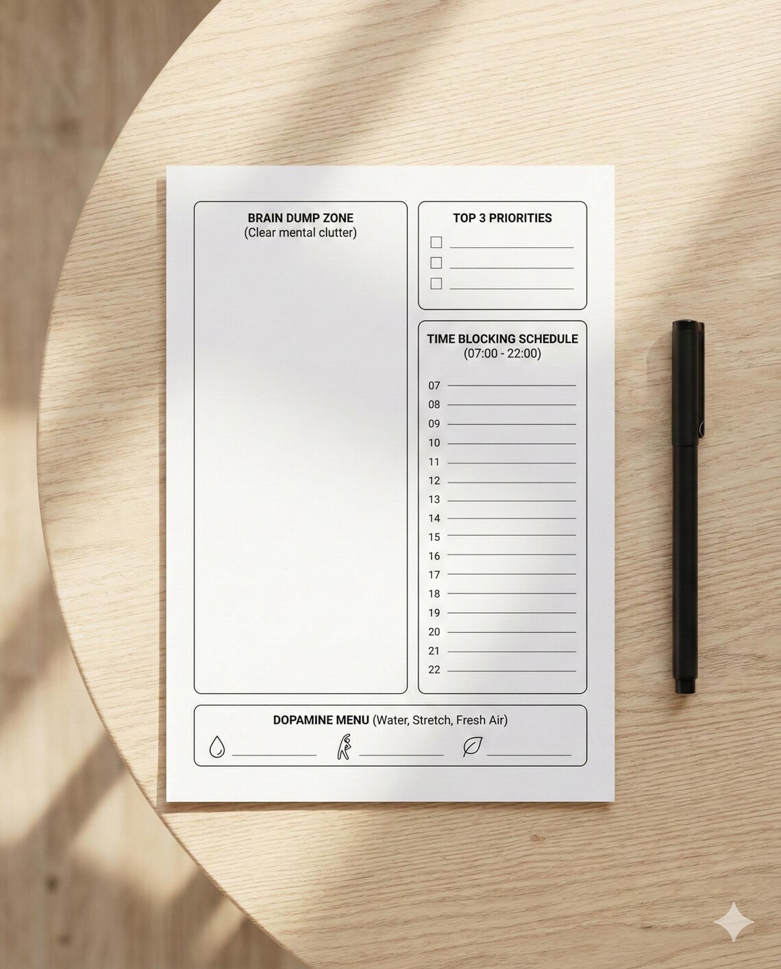 ADHD Daily Planner Printable | Undated Brain Dump Template & Time ...